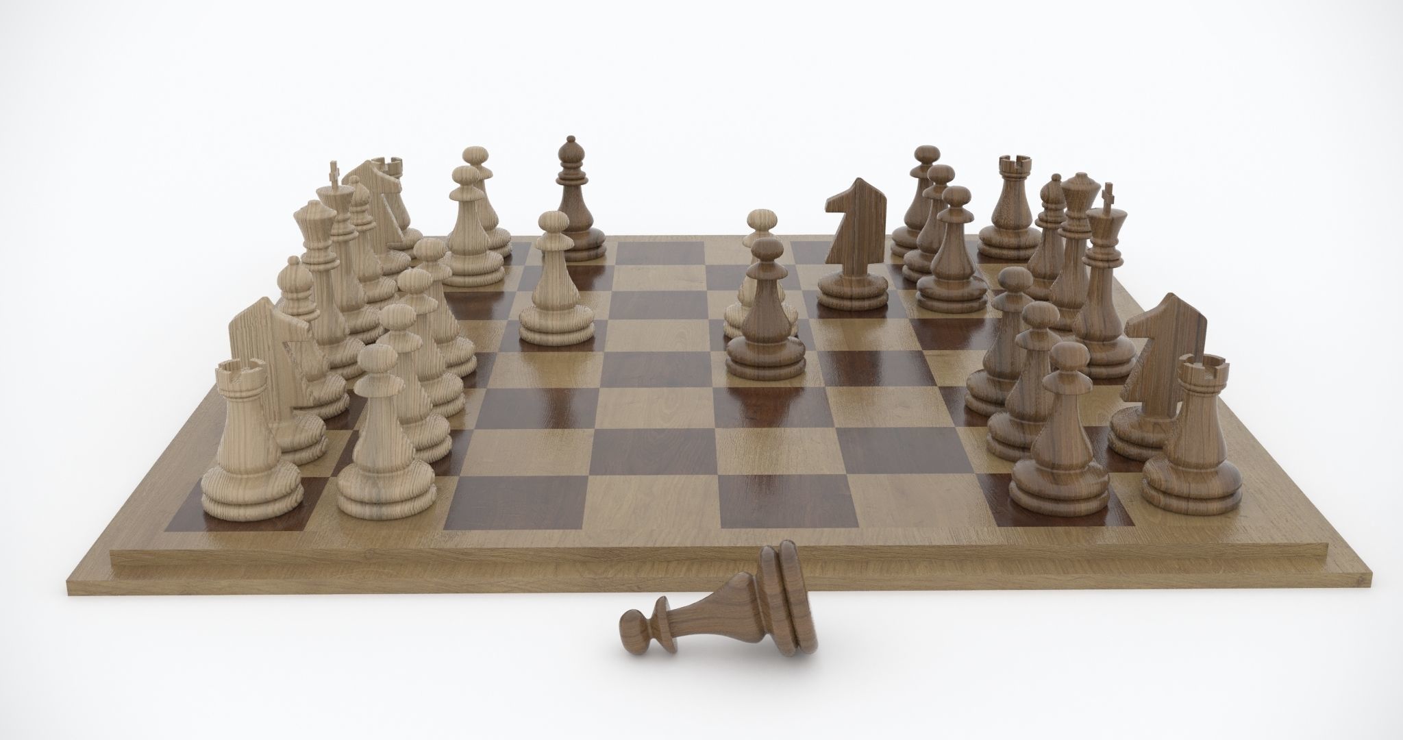 Wooden chess 3D model | CGTrader