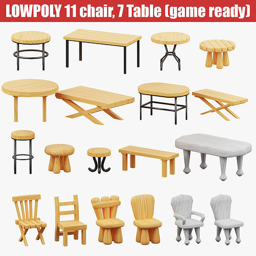 3D model Chairs and Tables asset VR / AR / low-poly | CGTrader