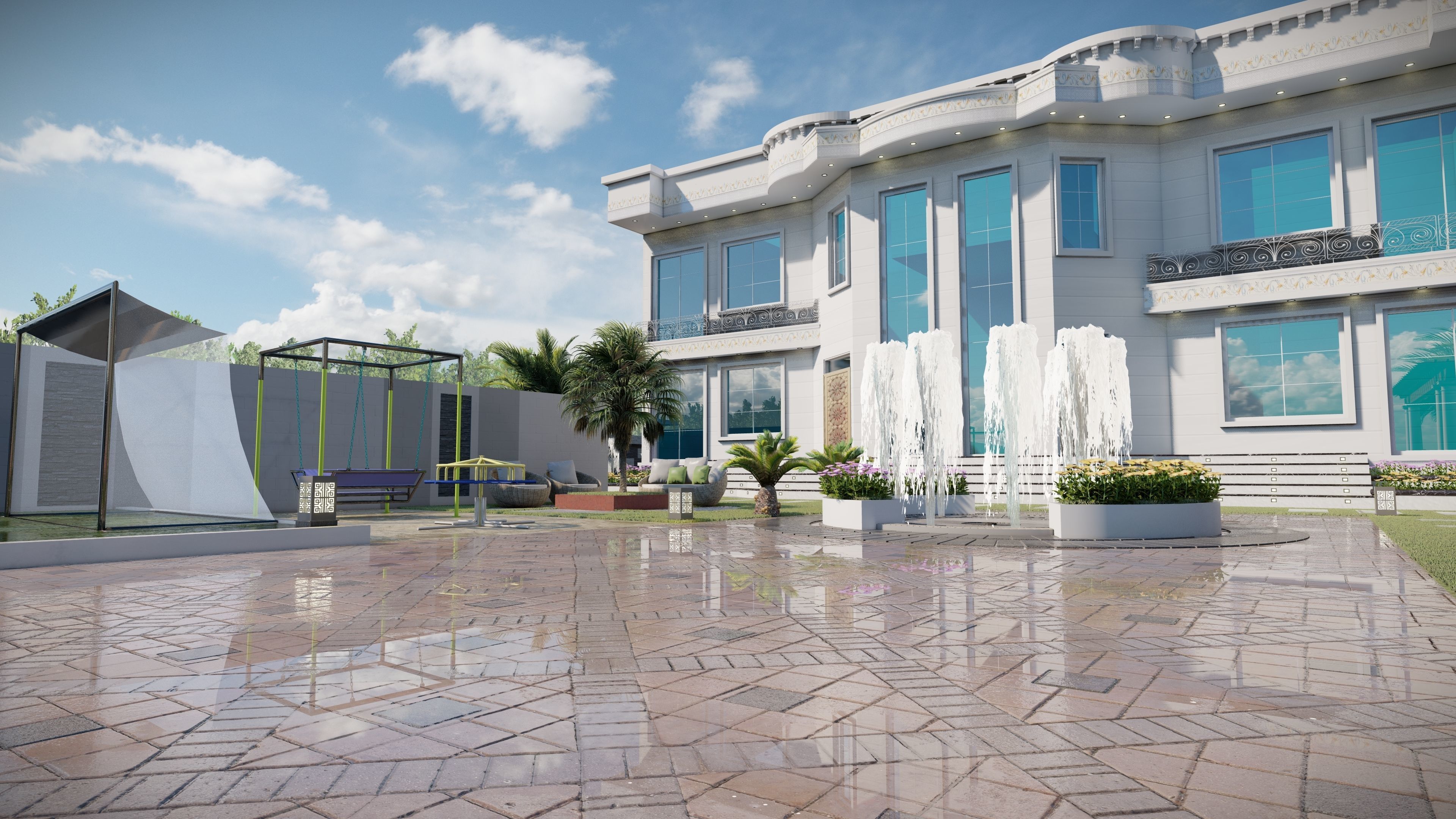 garden landscape 3D Model swimming pool 3D model | CGTrader