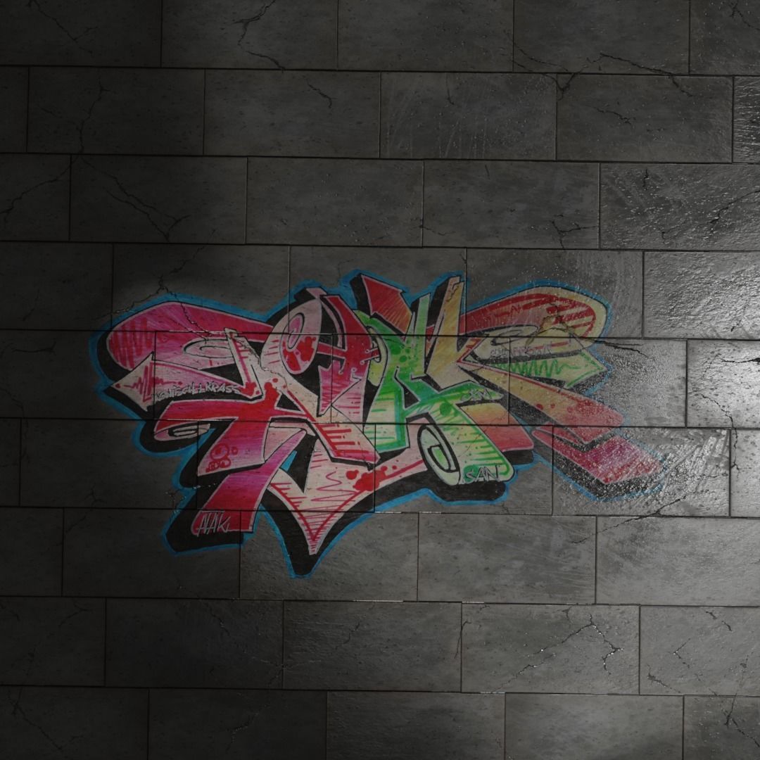 Stone Wall Worn with Graffiti PBR Texture Texture | CGTrader