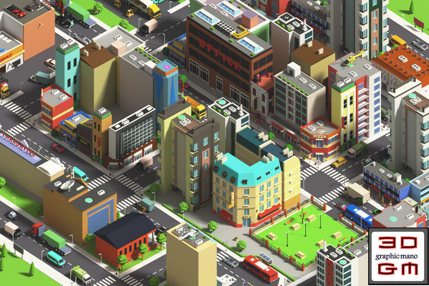 3D model all low poly asset pack citys exterior and interior VR / AR ...