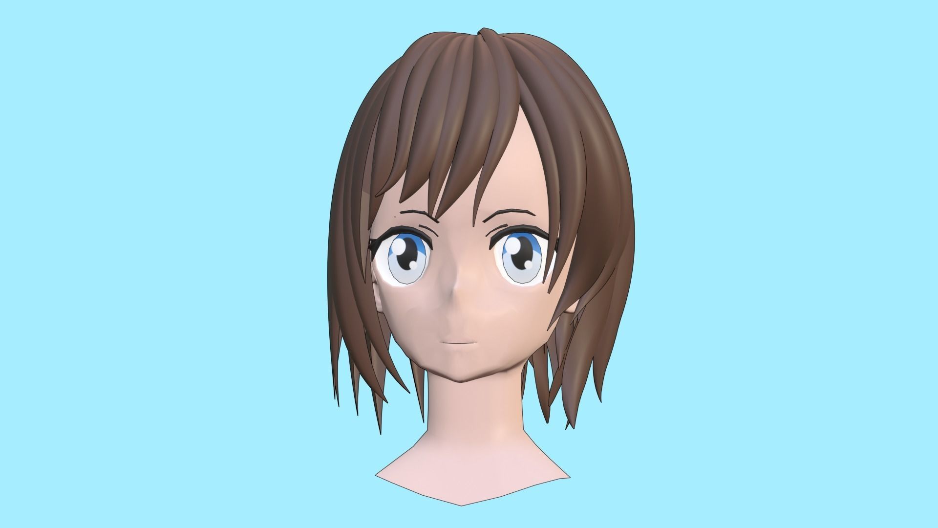 3D model Simple Anime Girl Head and Hair Base VR / AR / low-poly | CGTrader
