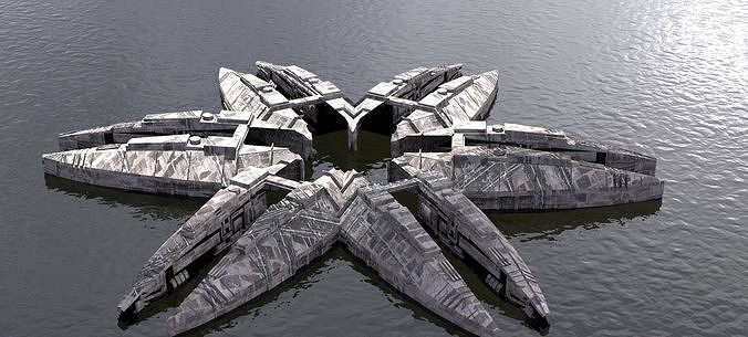 Sci-Fi dark Platforms Floating 3 3D model | CGTrader