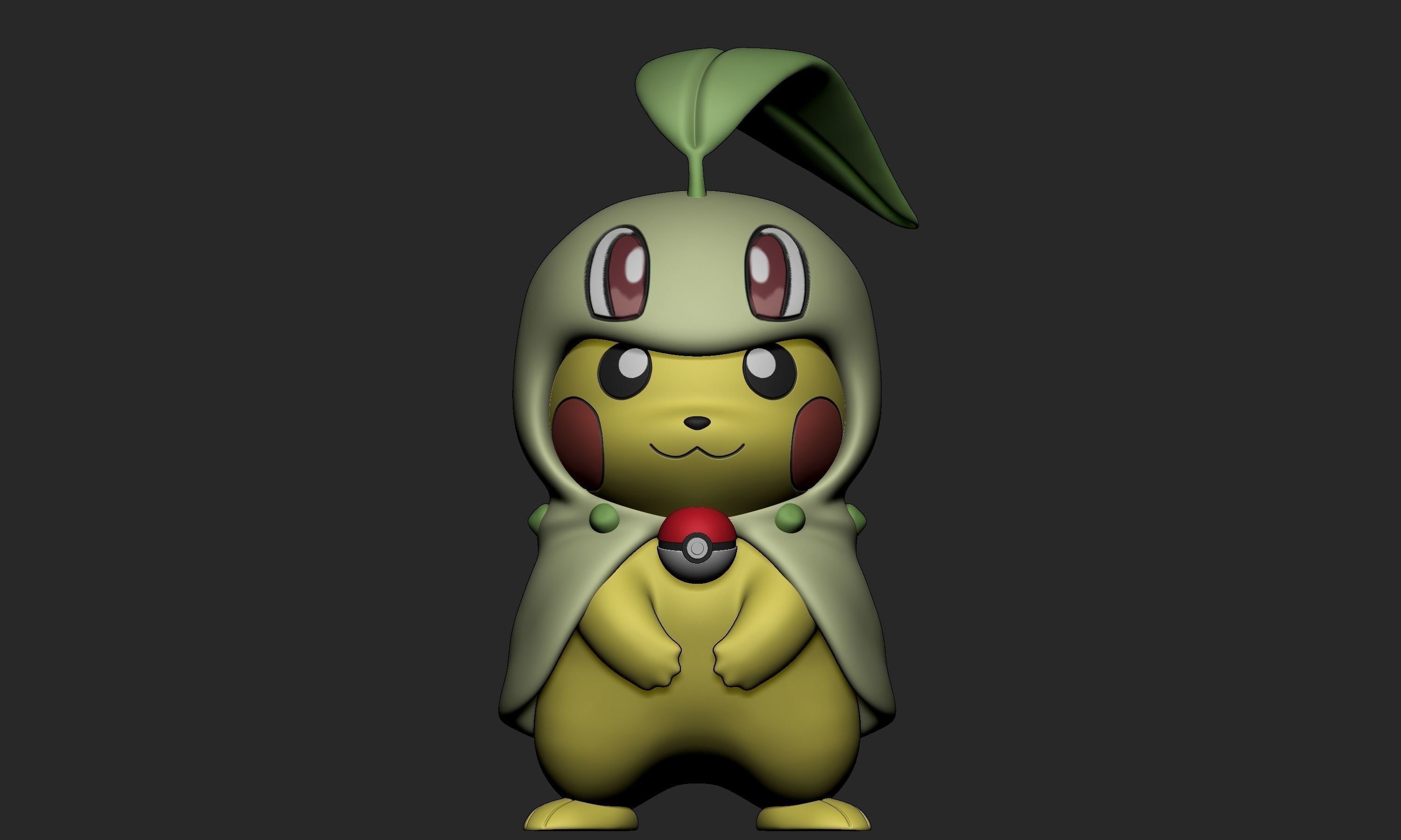 Pokemon - Pikachu Cosplay Chikorita free 3D model 3D printable | CGTrader