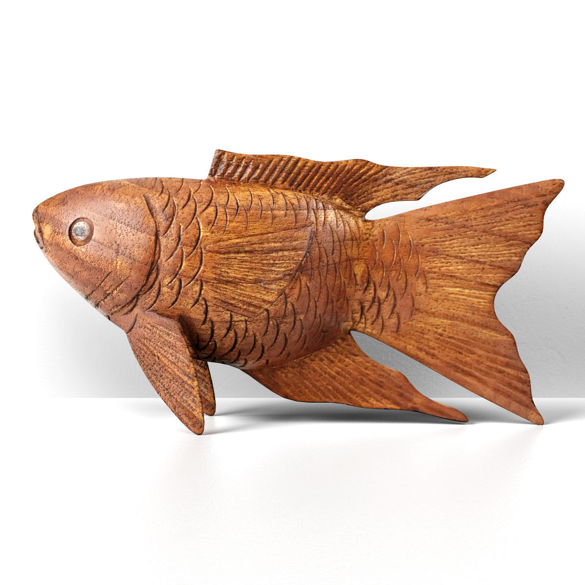 Hand Carved Koi Fish Statue 3D model | CGTrader