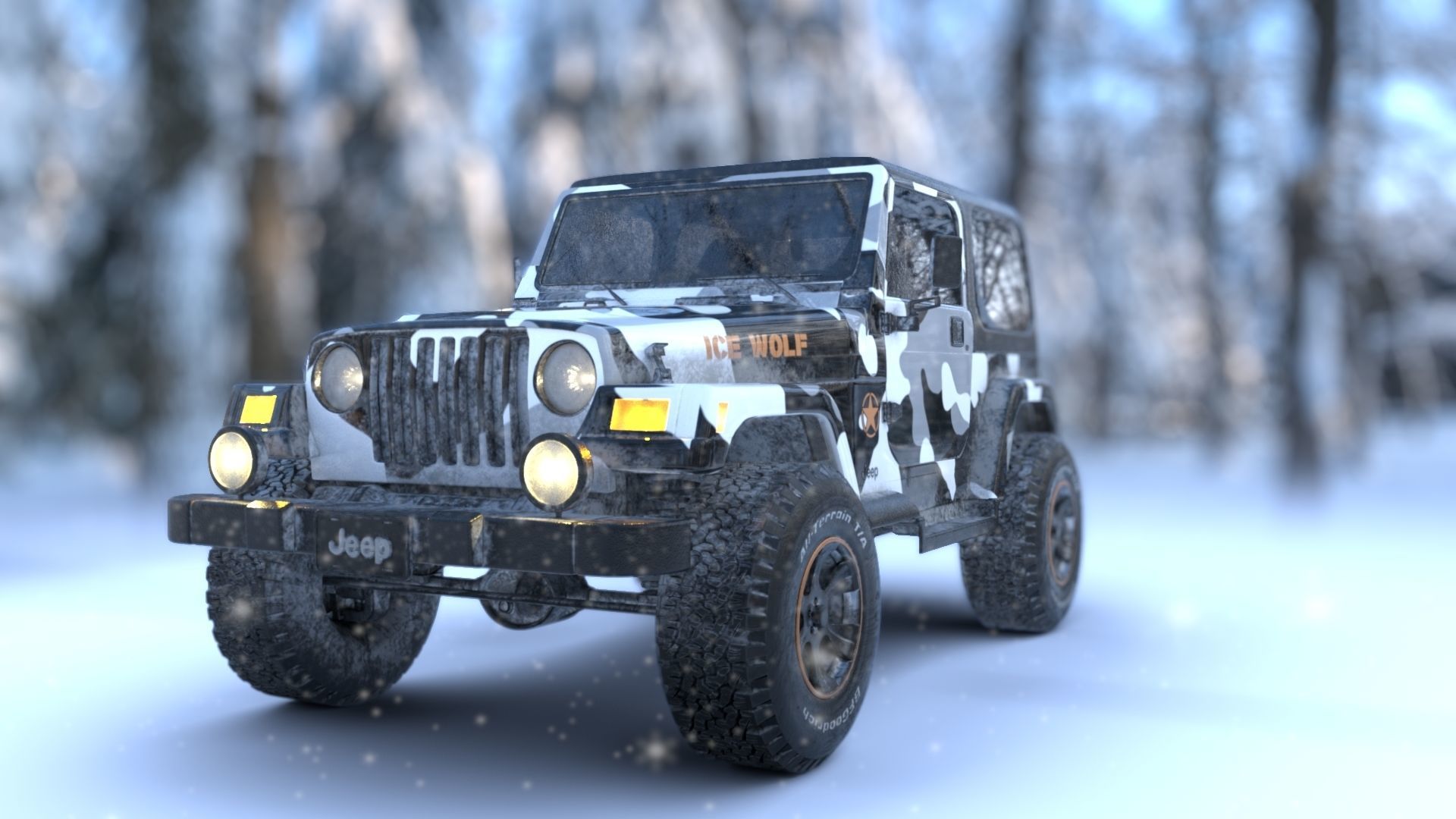 3D model Jeep Wrangler TJ Custom Design Jeep Arctic theme VR / AR / low ...