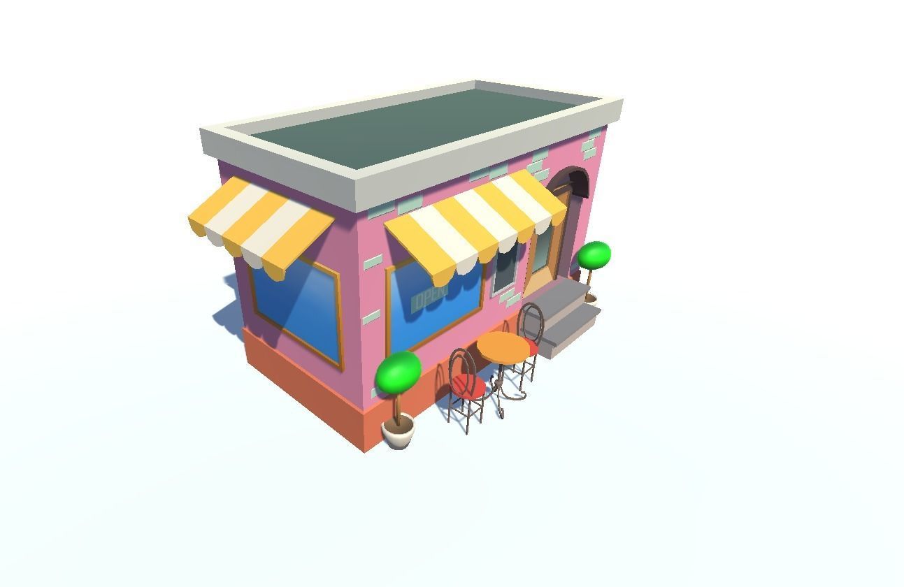 3D model 3D Lowpoly Cartoon Coffee Shop Set VR / AR / low-poly | CGTrader