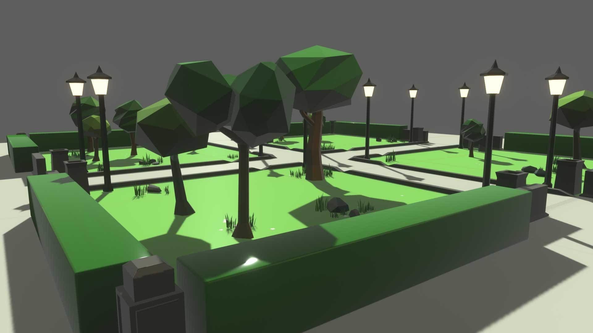 3D model Cartoon 3d Stylized Park Game Ready with Modulation VR / AR ...