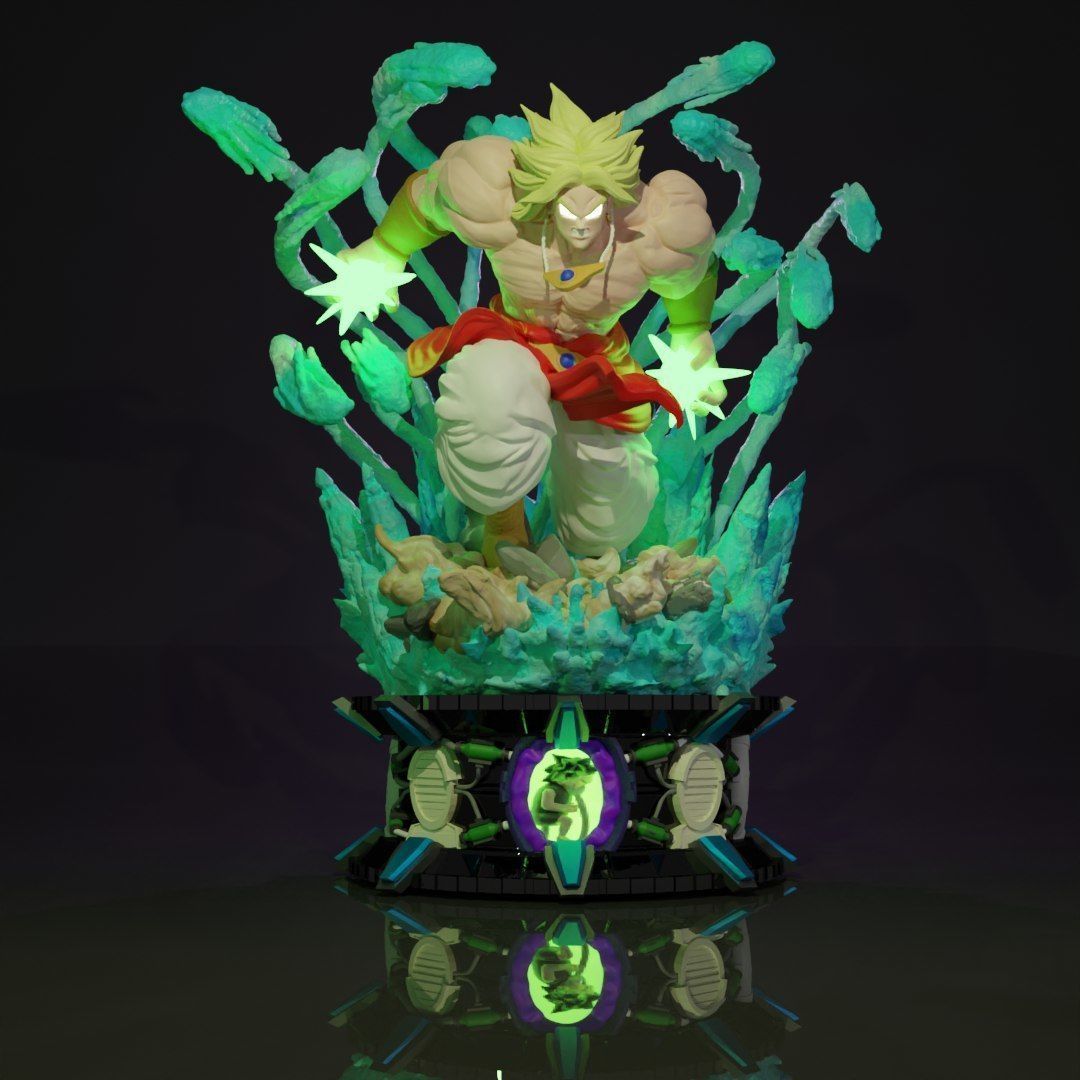 broly dragon ball statue with lights 3D model 3D printable | CGTrader