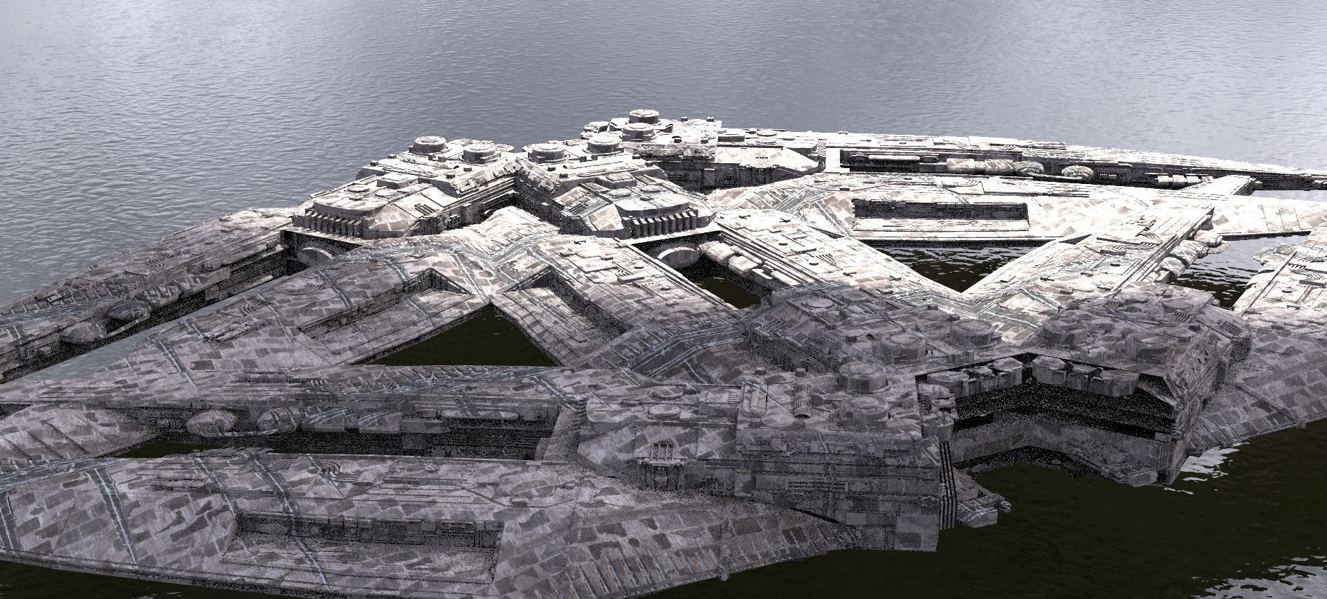 Sci-Fi dark Platforms Floating 6 3D model | CGTrader