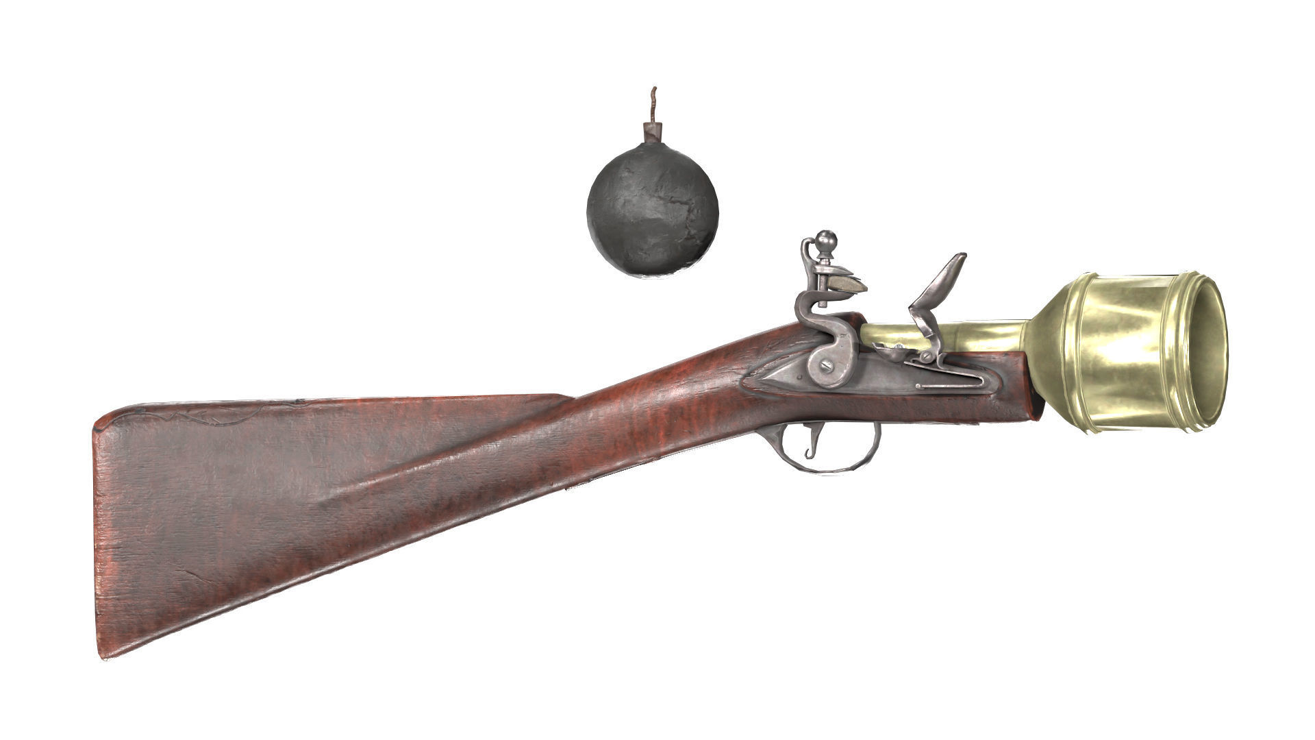 3D model MILITARY Game Ready 18th Century Hand Mortar VR / AR / low ...