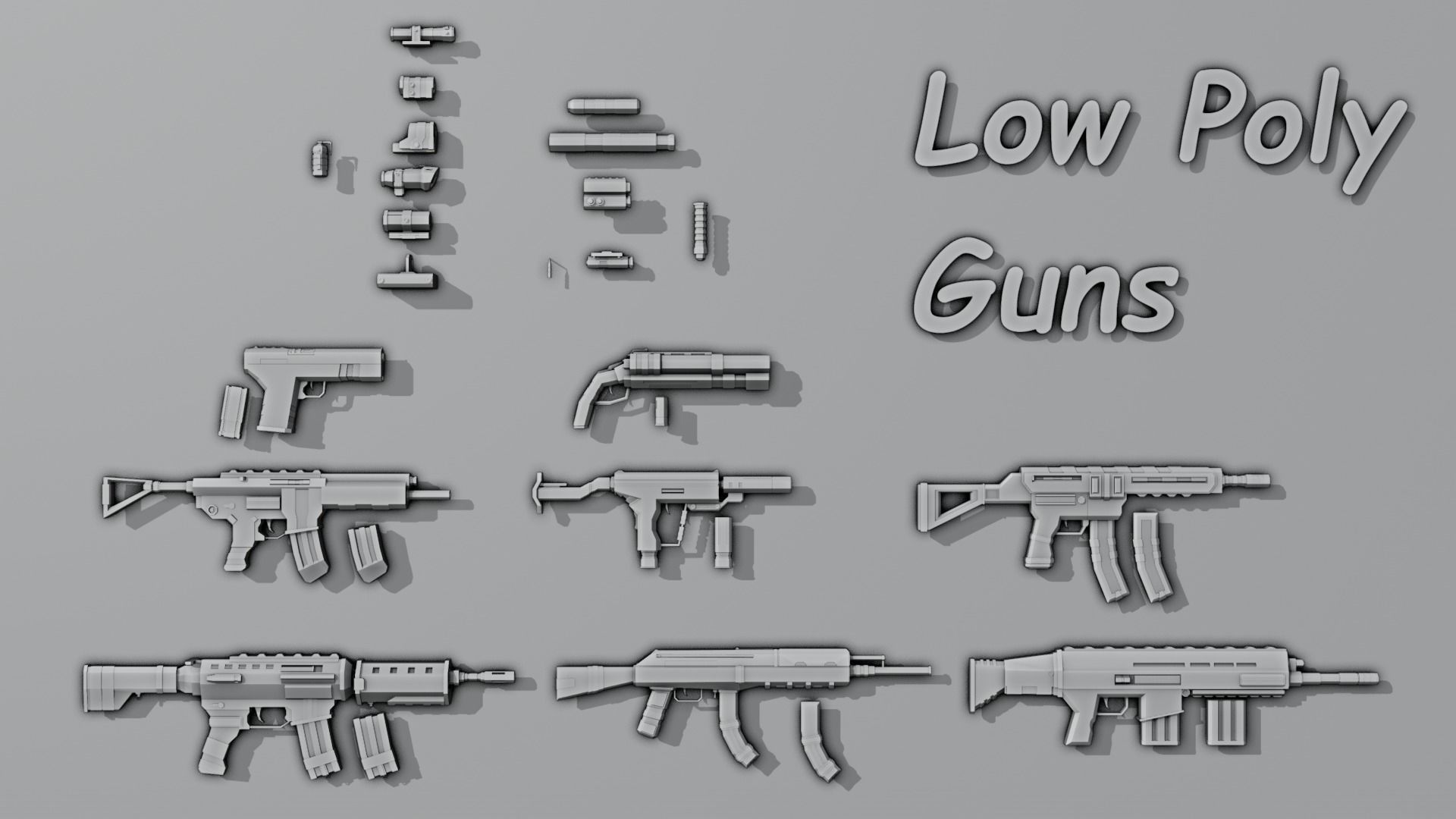 3D model Low Poly Si-fi Guns VR / AR / low-poly | CGTrader
