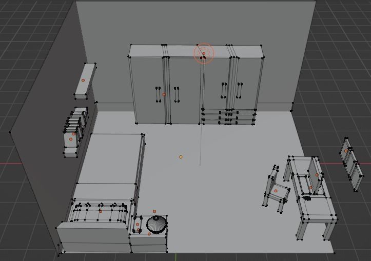 3D model Quarto Low-Poly room with bed and desk VR / AR / low-poly ...