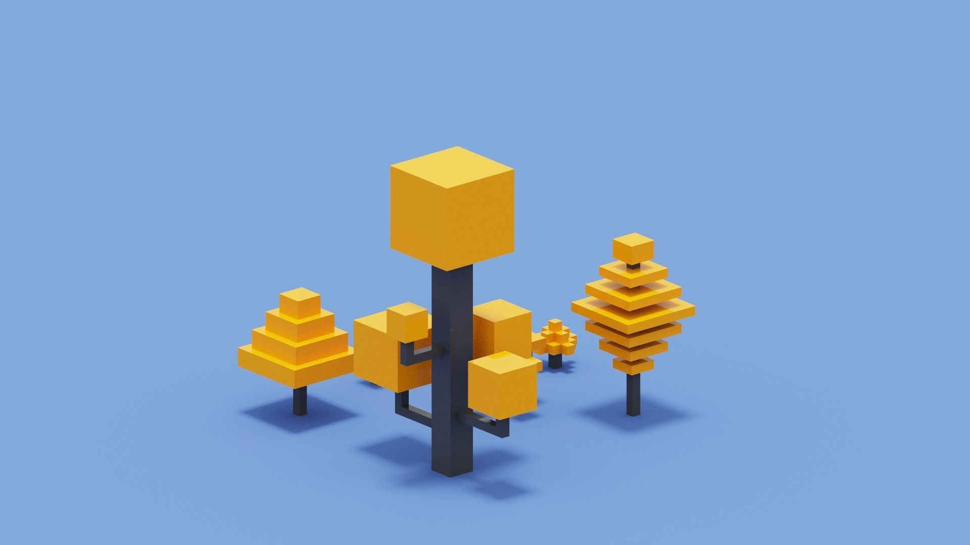 3D model Isometric 3d Autumn Tree Set VR / AR / low-poly | CGTrader
