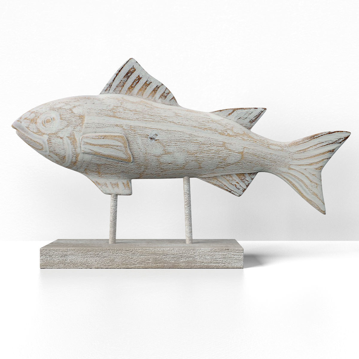 Rustic Wood Fish Statue 3D model | CGTrader