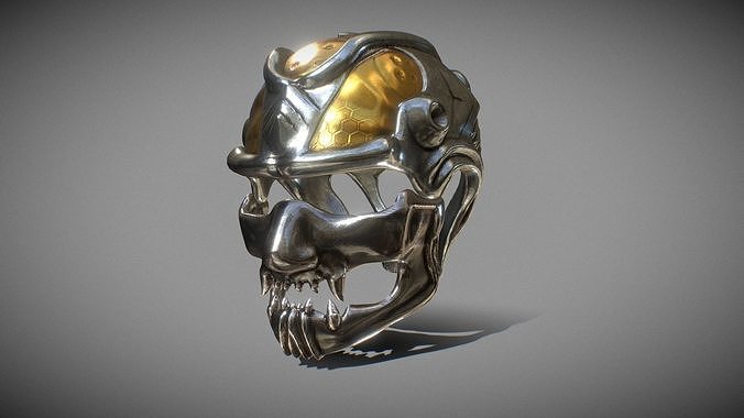 3D model Helmet - Gold and Sillver Japan Style mask VR / AR / low-poly ...