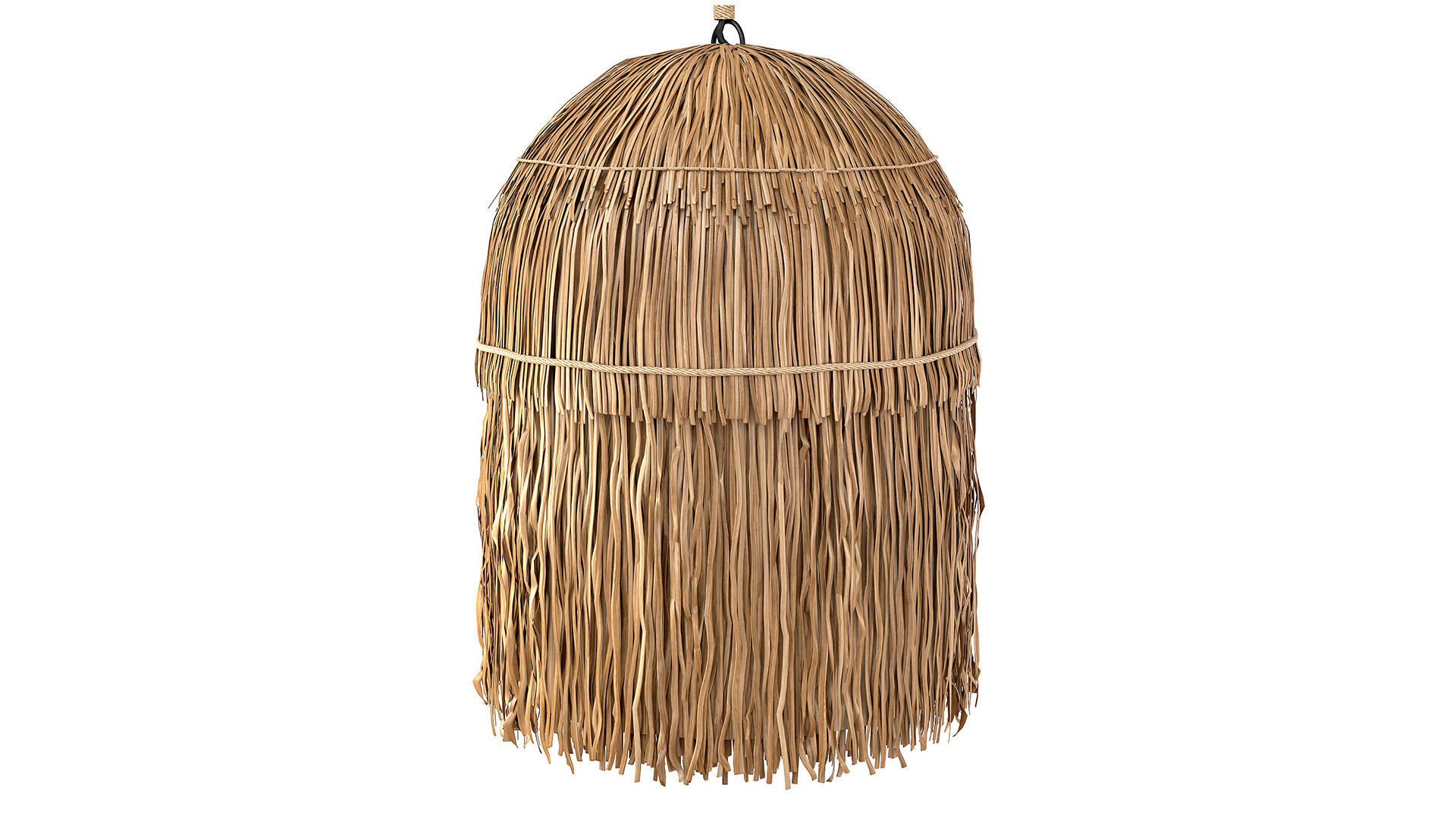 Bell rattan Round grass leaves ceiling pendant lamp Long fringes 3D ...