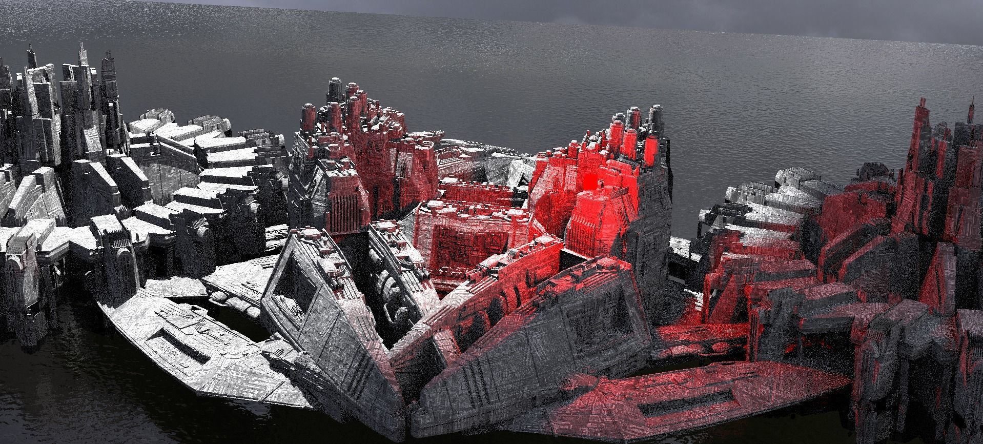 Sci-Fi dark Platforms Floating Kitbash 2 3D model | CGTrader