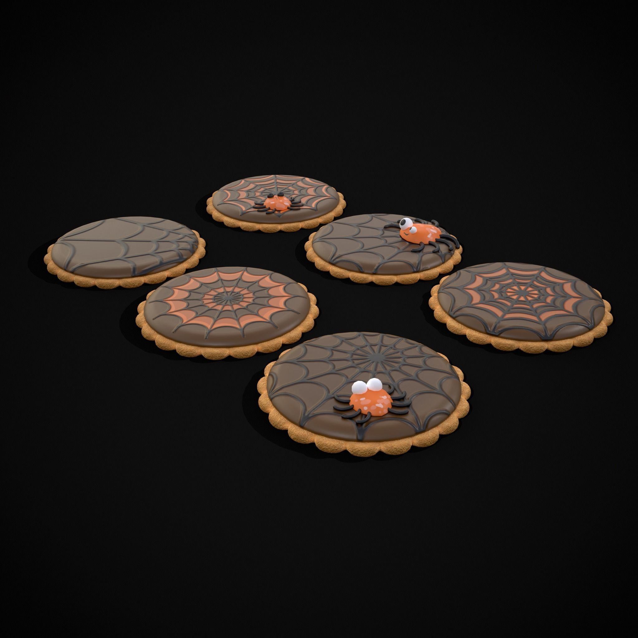 3D model Six Round Spider Web Cookies VR / AR / low-poly | CGTrader