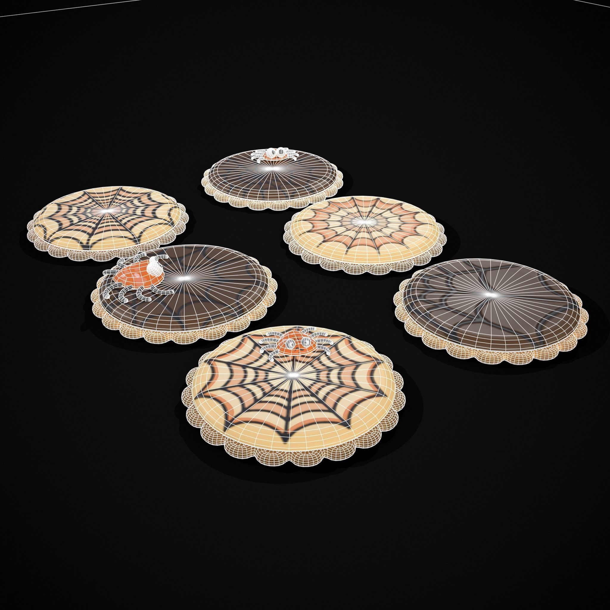 3D model Six Round Spider Web Cookies VR / AR / low-poly | CGTrader