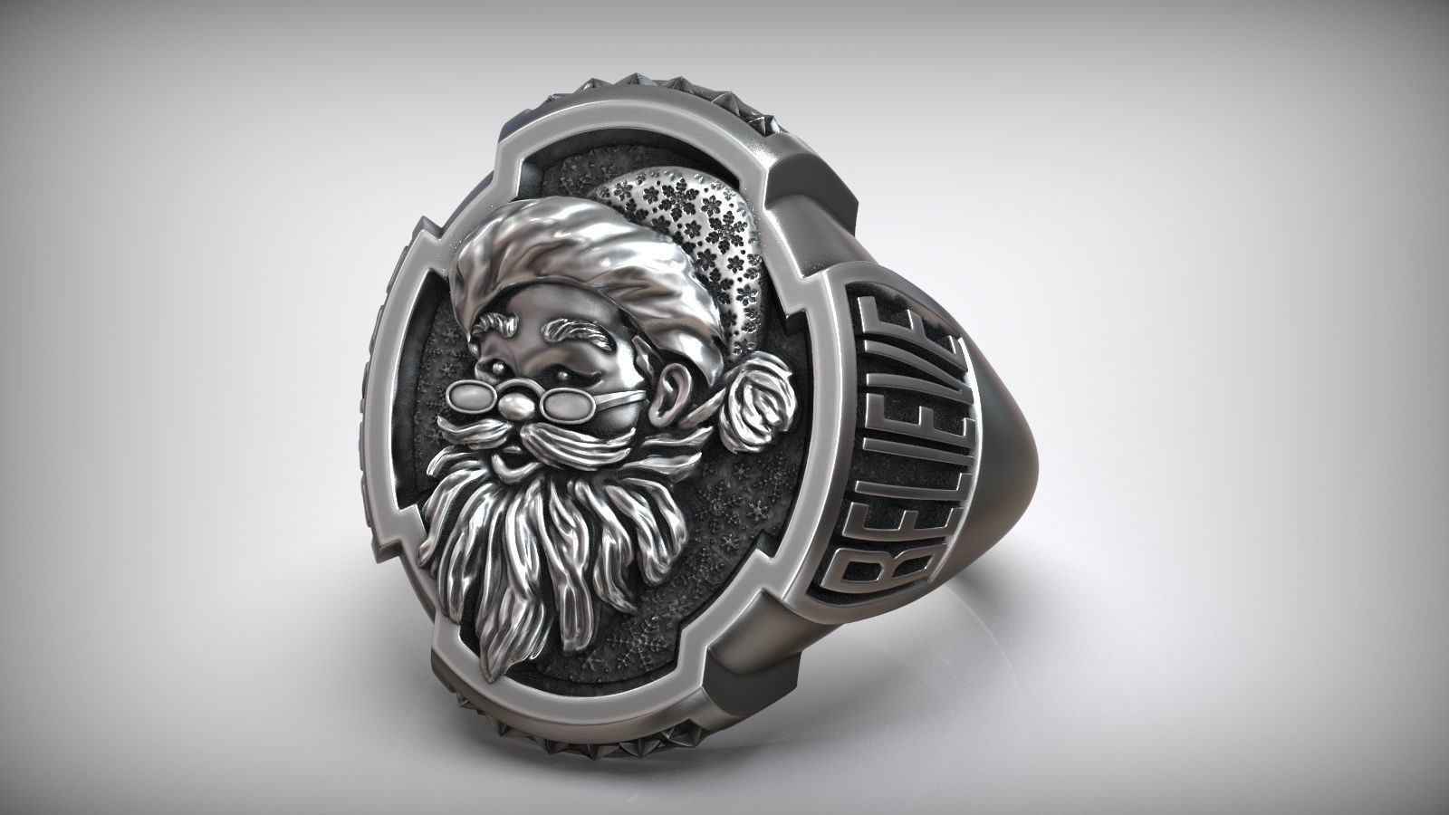 Santa Claus Christmas Saint Nicholas Believe Ring 3D model 3D printable ...