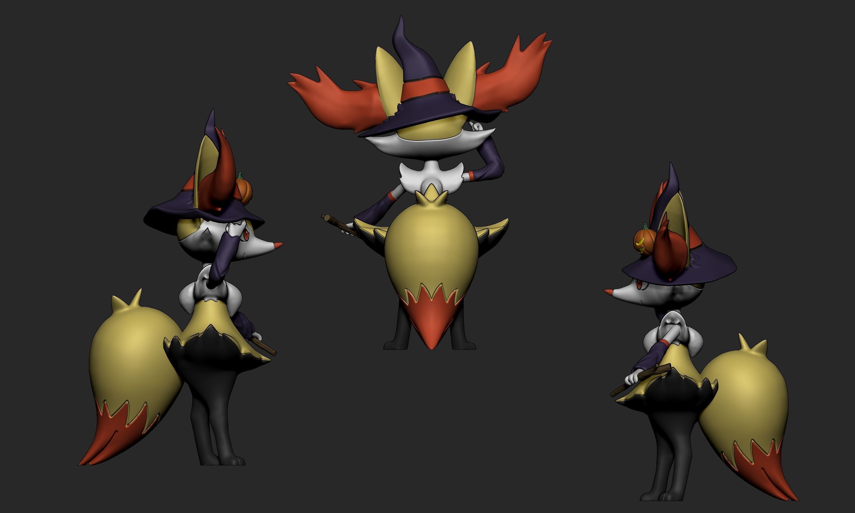 Pokemon - Braixen Witch free 3D model 3D printable | CGTrader