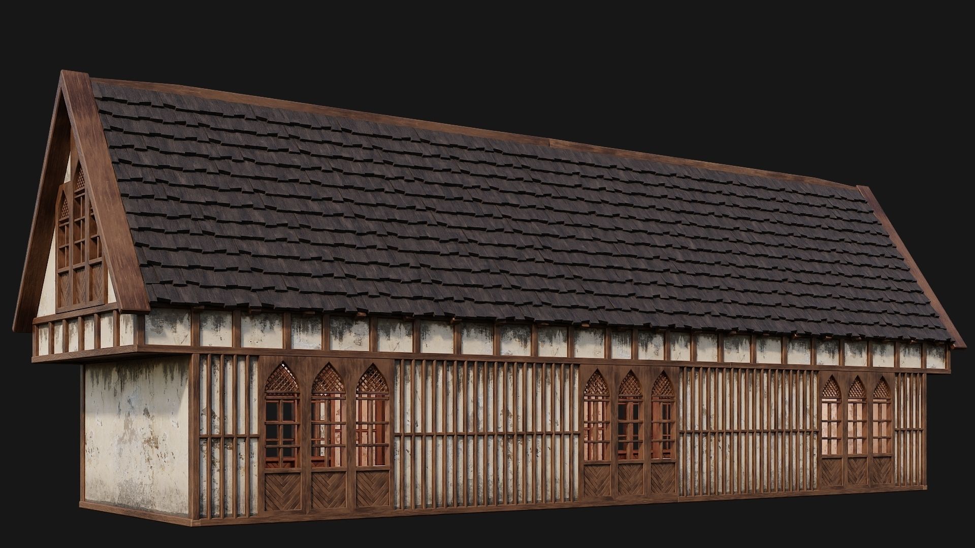 3D model Old Medieval House Building 4K Textures GameReady 190 VR / AR ...