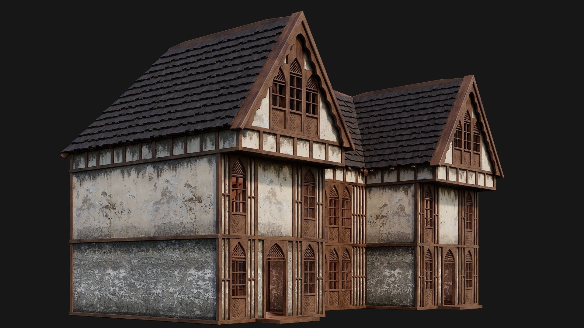 3D model Old Medieval House Building 4K Textures GameReady 191 VR / AR ...