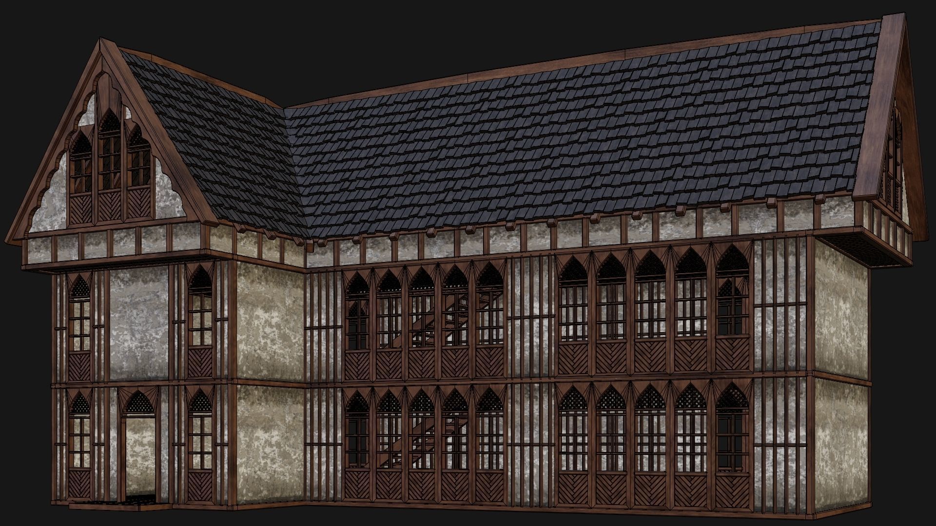 3D model Old Medieval House Building 4K Textures GameReady 192 VR / AR ...