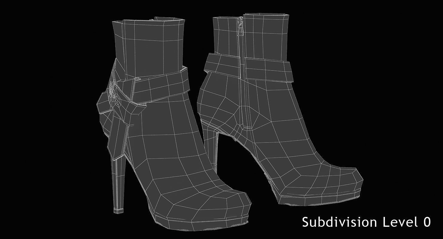 3D model Female Leather Ankle Boots VR / AR / low-poly | CGTrader