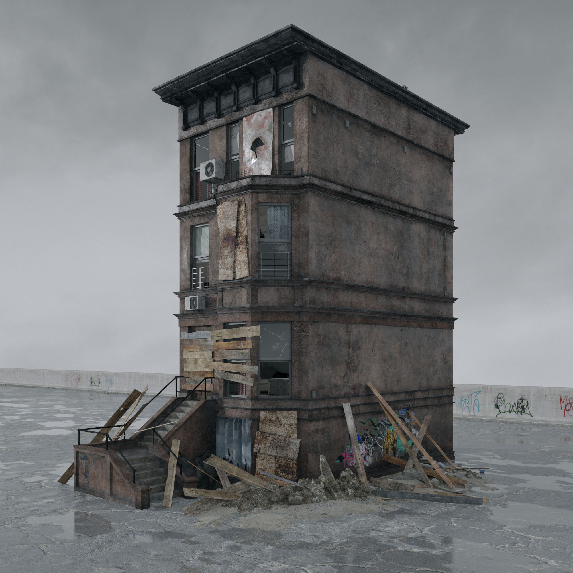 Archmodels vol 265 - collection of post apocalyptic buildings 3D model ...