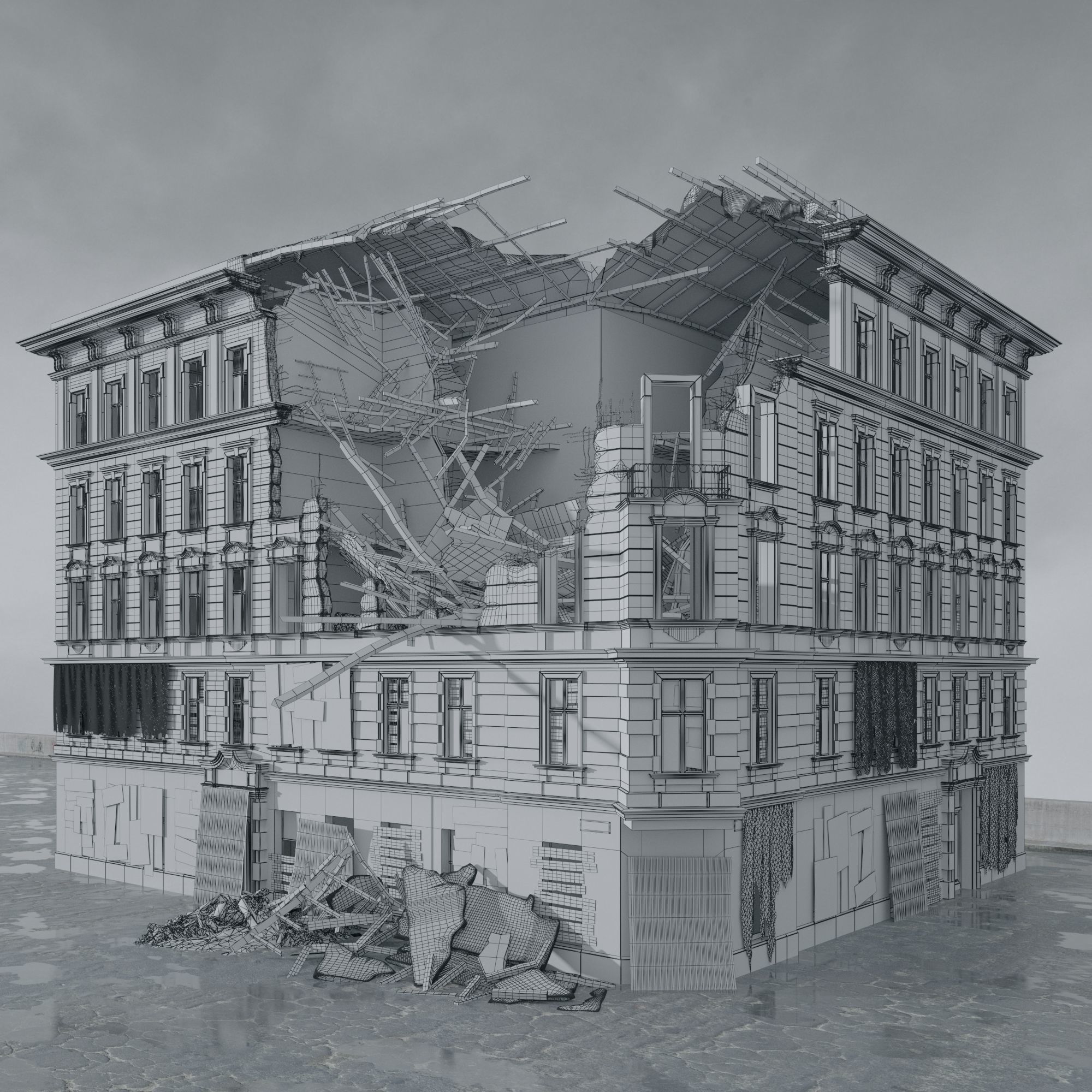 Archmodels vol 265 - collection of post apocalyptic buildings 3D model ...