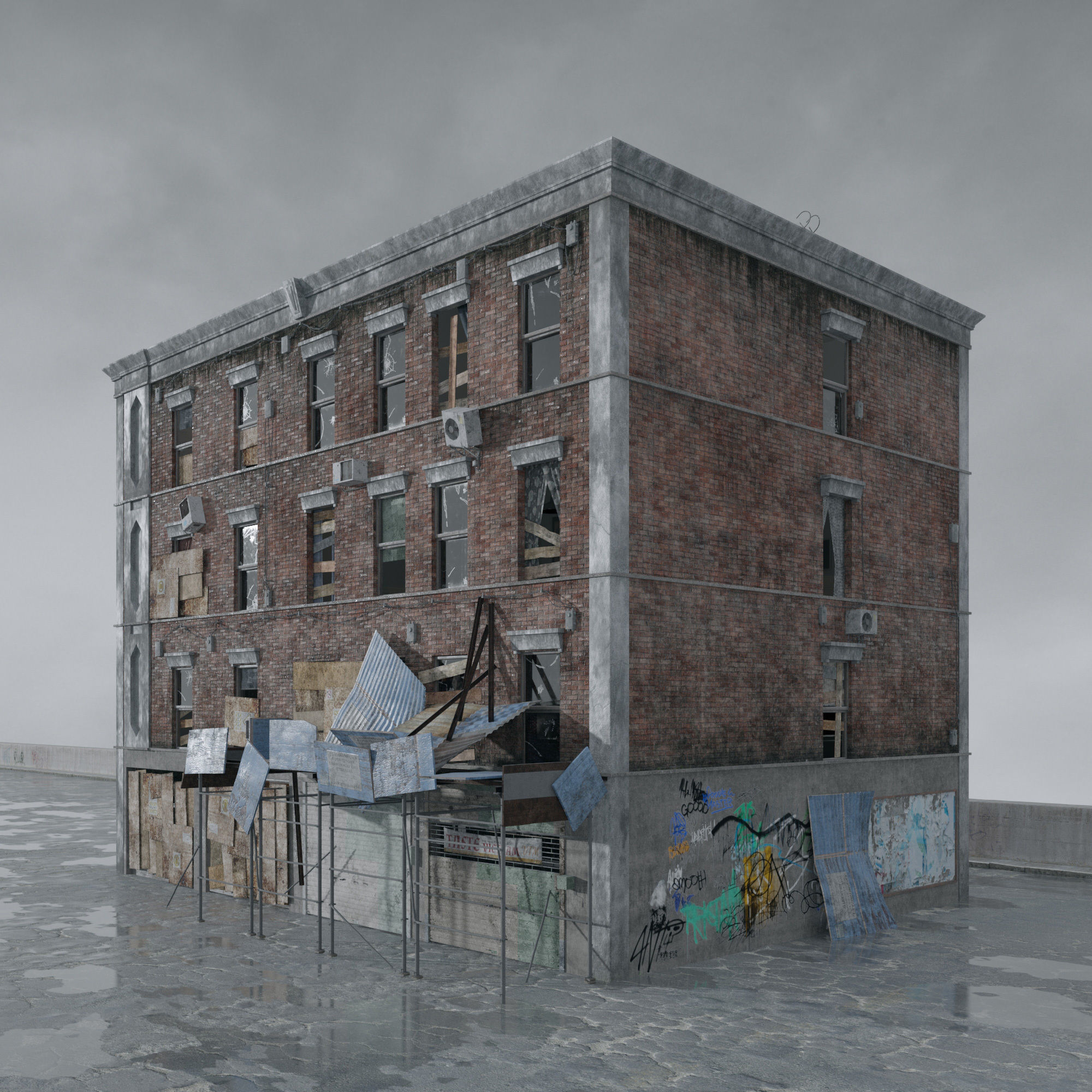 Archmodels vol 265 - collection of post apocalyptic buildings 3D model ...