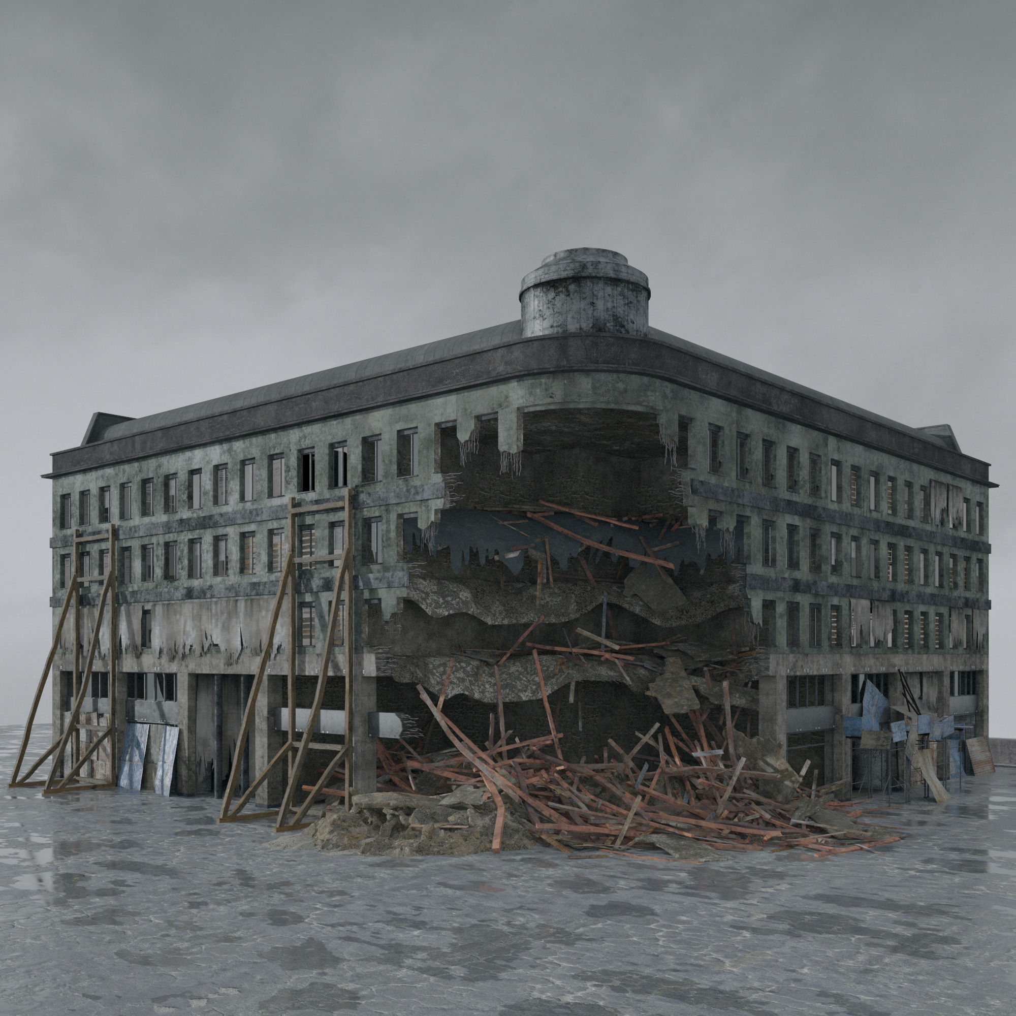 Archmodels vol 265 - collection of post apocalyptic buildings 3D model ...