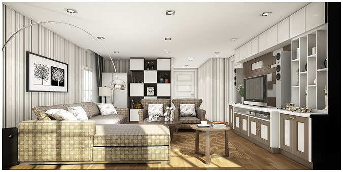 Living condo 3D model | CGTrader
