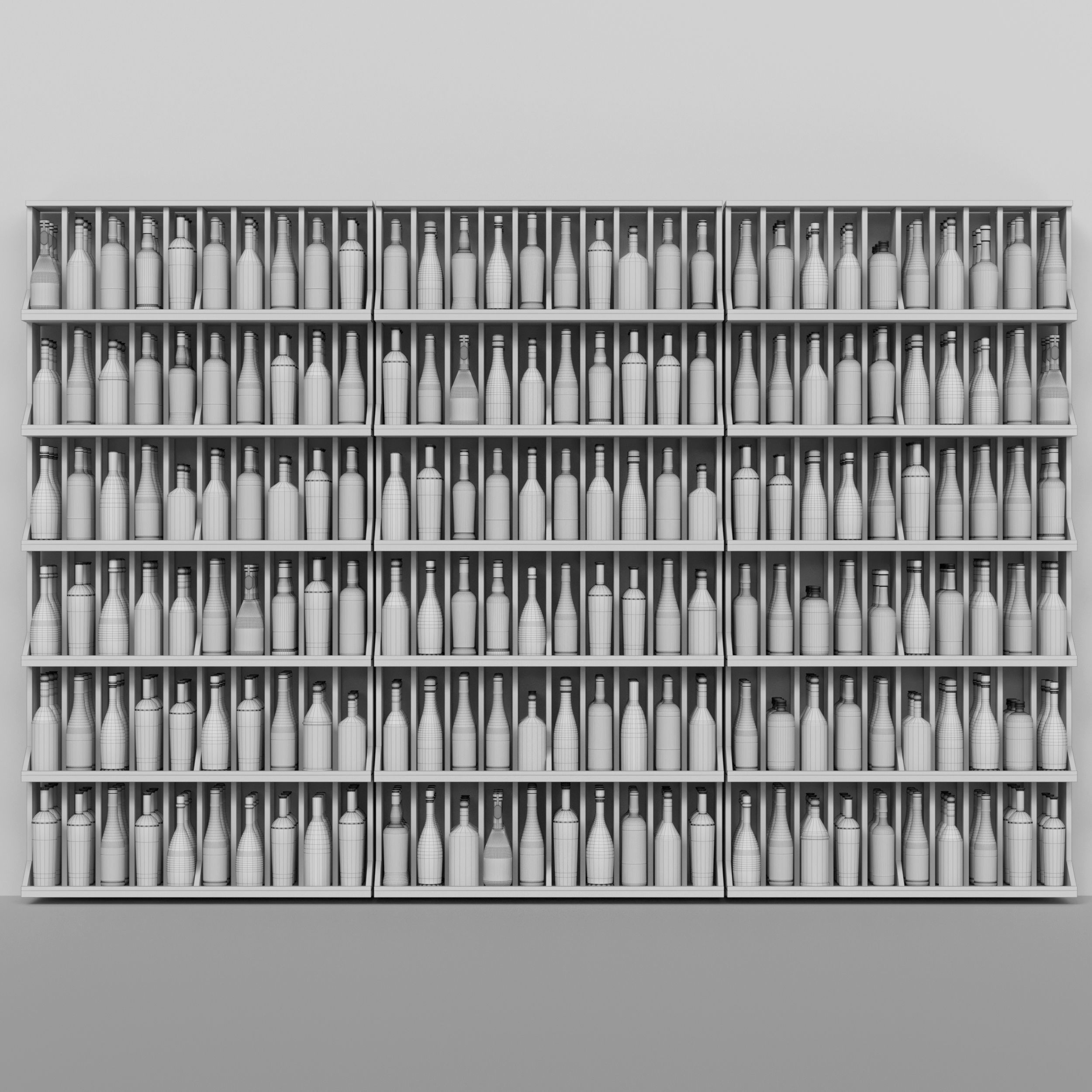 Large rack with different types of alcohol 3D model | CGTrader