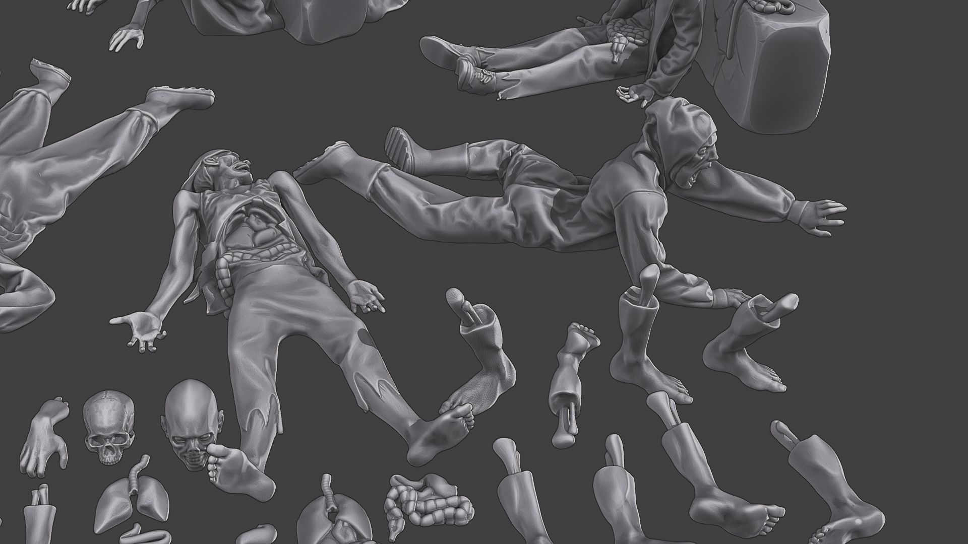 Zombie Crushed and Breaks Pack 1 3D model 3D printable | CGTrader