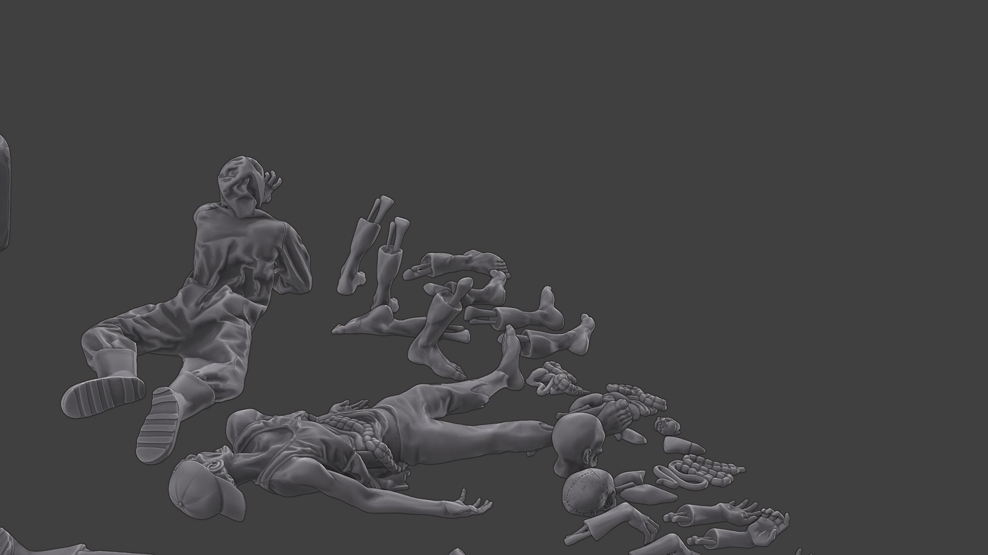 Zombie Crushed and Breaks Pack 1 3D model 3D printable | CGTrader