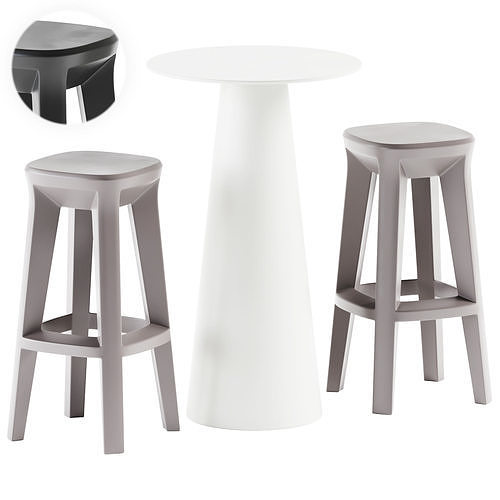 Table Fura and Frozen Square Stool by Plust 3D model | CGTrader