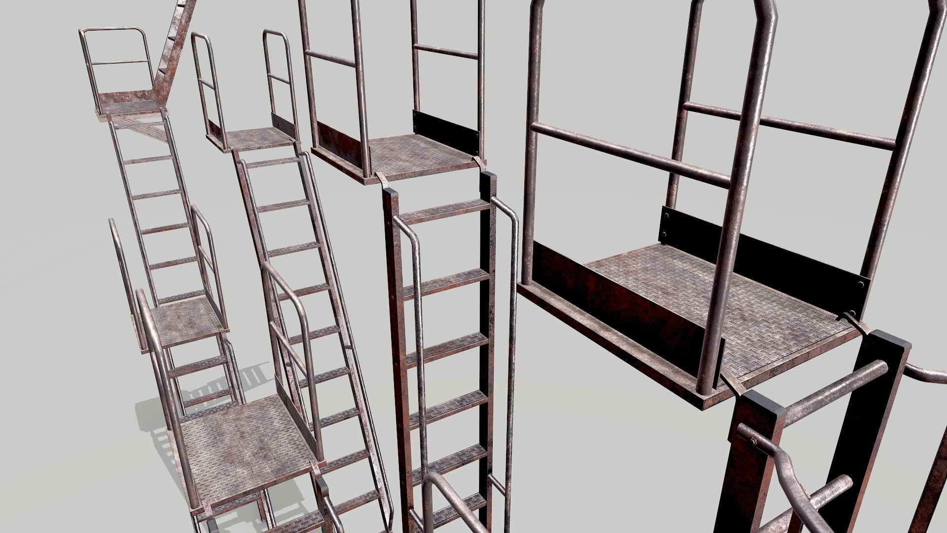 3D model Metal Rusted Modular Ladder System VR / AR / low-poly | CGTrader