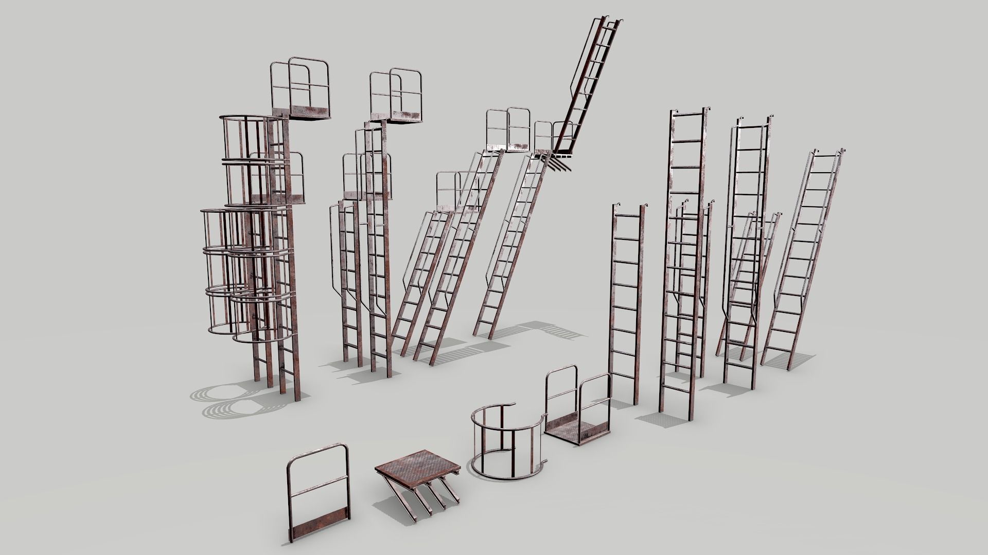 3D model Metal Rusted Modular Ladder System VR / AR / low-poly | CGTrader
