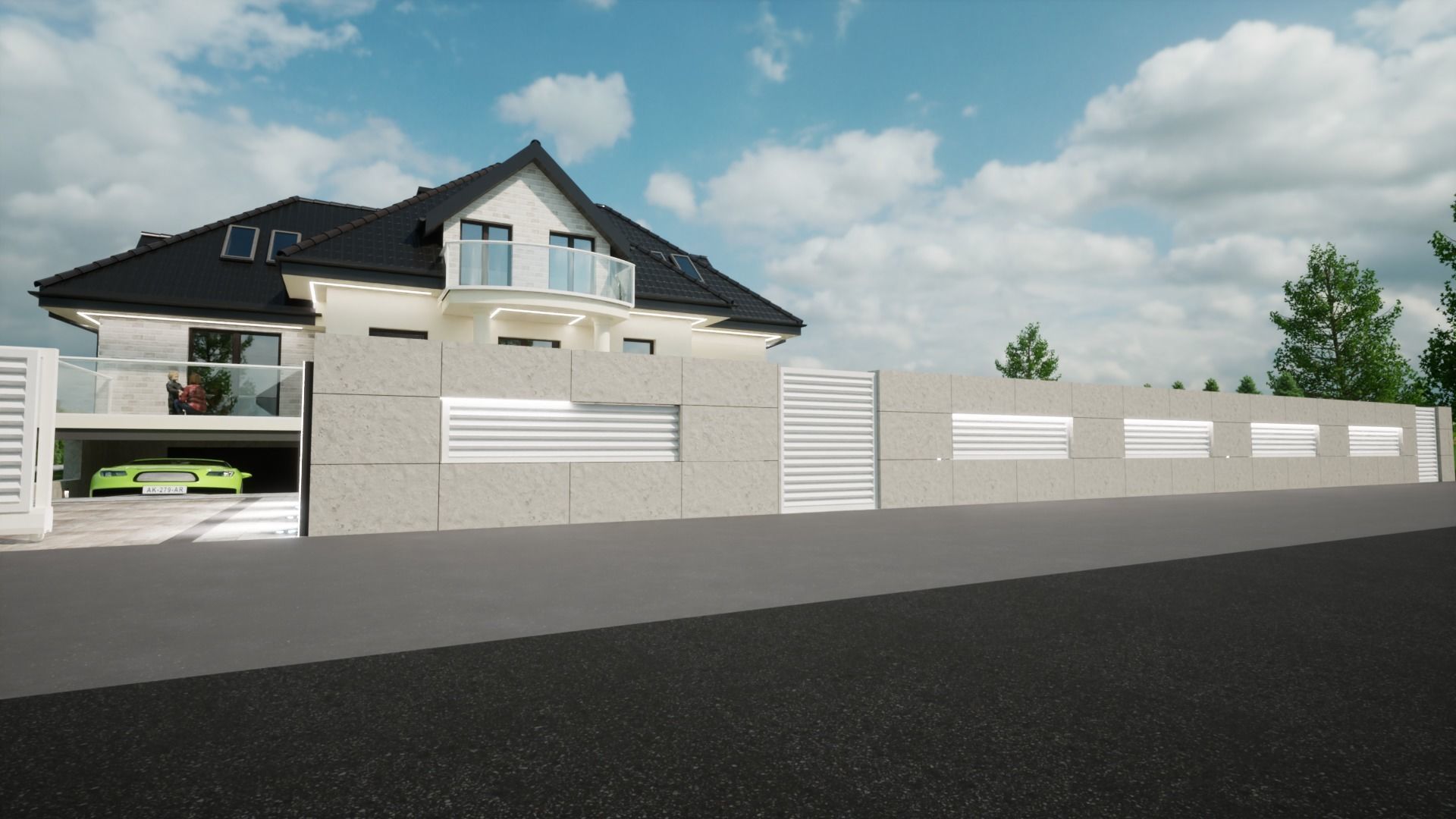 classic modern house with fence archicad and twinmotion file 3D model ...