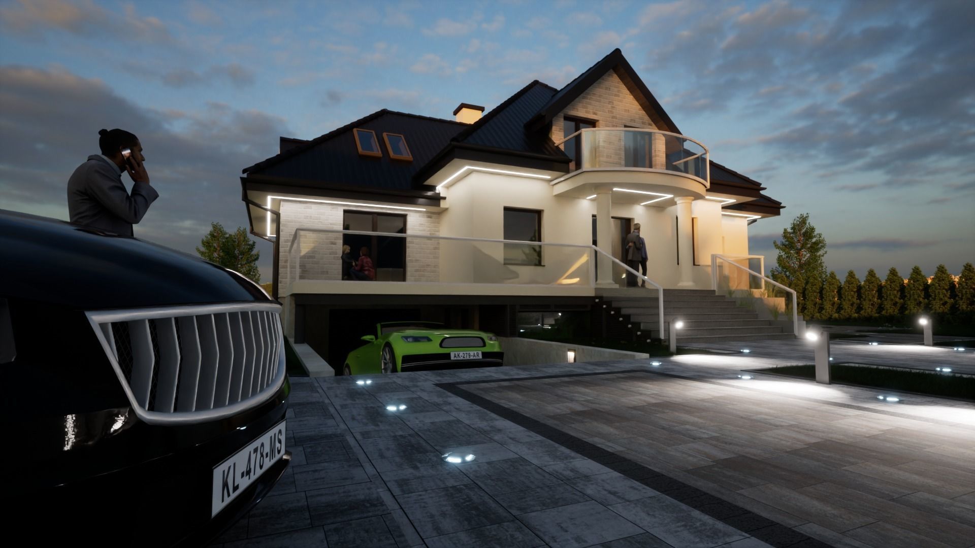 classic modern house with fence archicad and twinmotion file 3D model ...