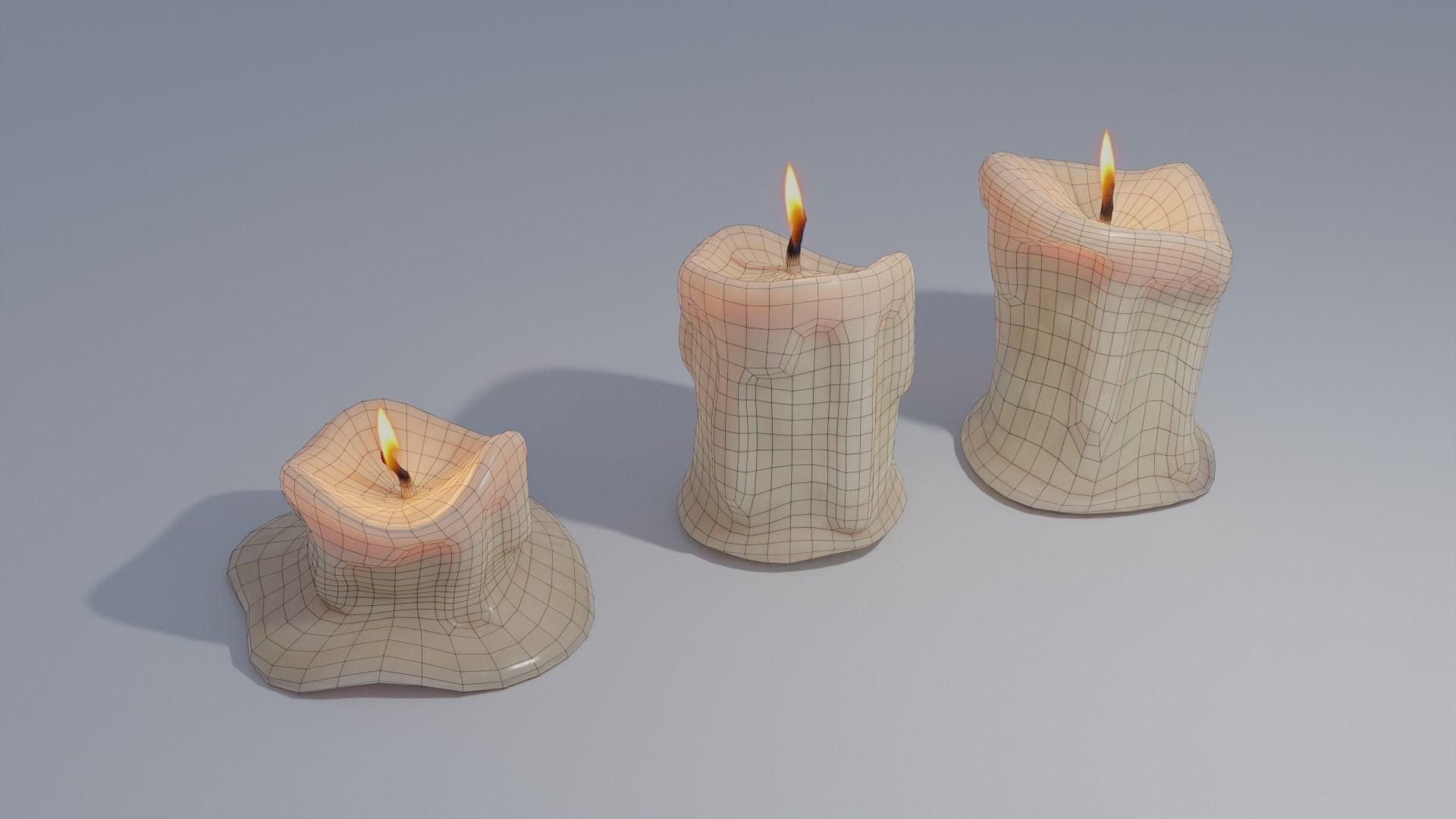 3D model Wax Candles Set 4K and 2K Textures VR / AR / low-poly | CGTrader