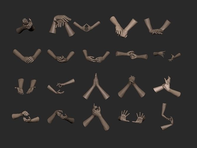 Female Hand in 20 Poses 3D Model 3D model 3D printable | CGTrader