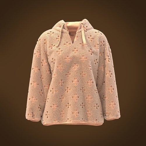 Plush hoodie women CLO3D MARVELOUS CLOTHES 3D model | CGTrader
