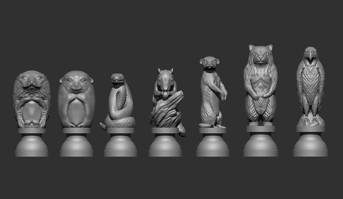 3D Beorns Chess Set 3D model 3D printable | CGTrader