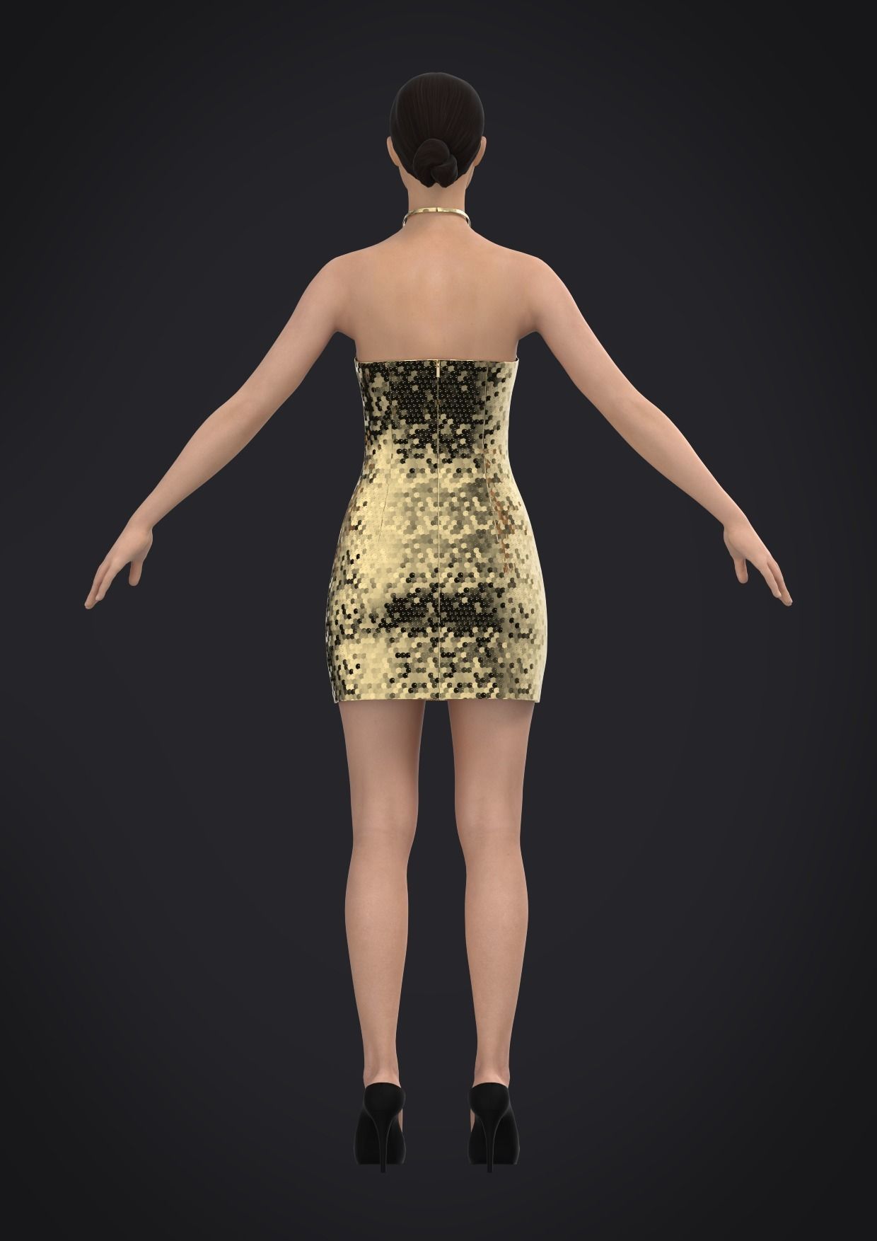 Midi bodycon sequin dresses 3D model | CGTrader