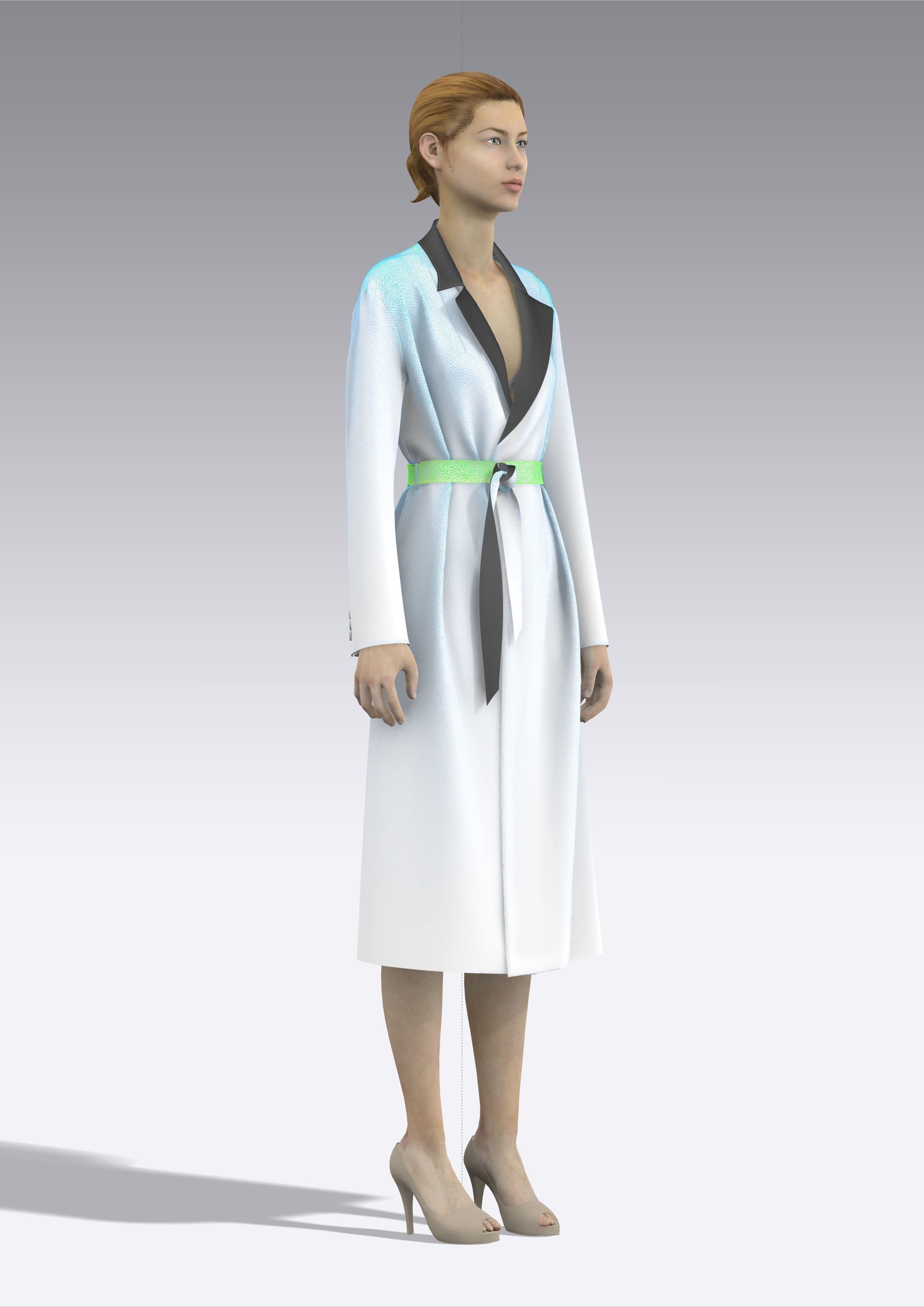 Belted coat women Clo3D Marvelous 3D model | CGTrader