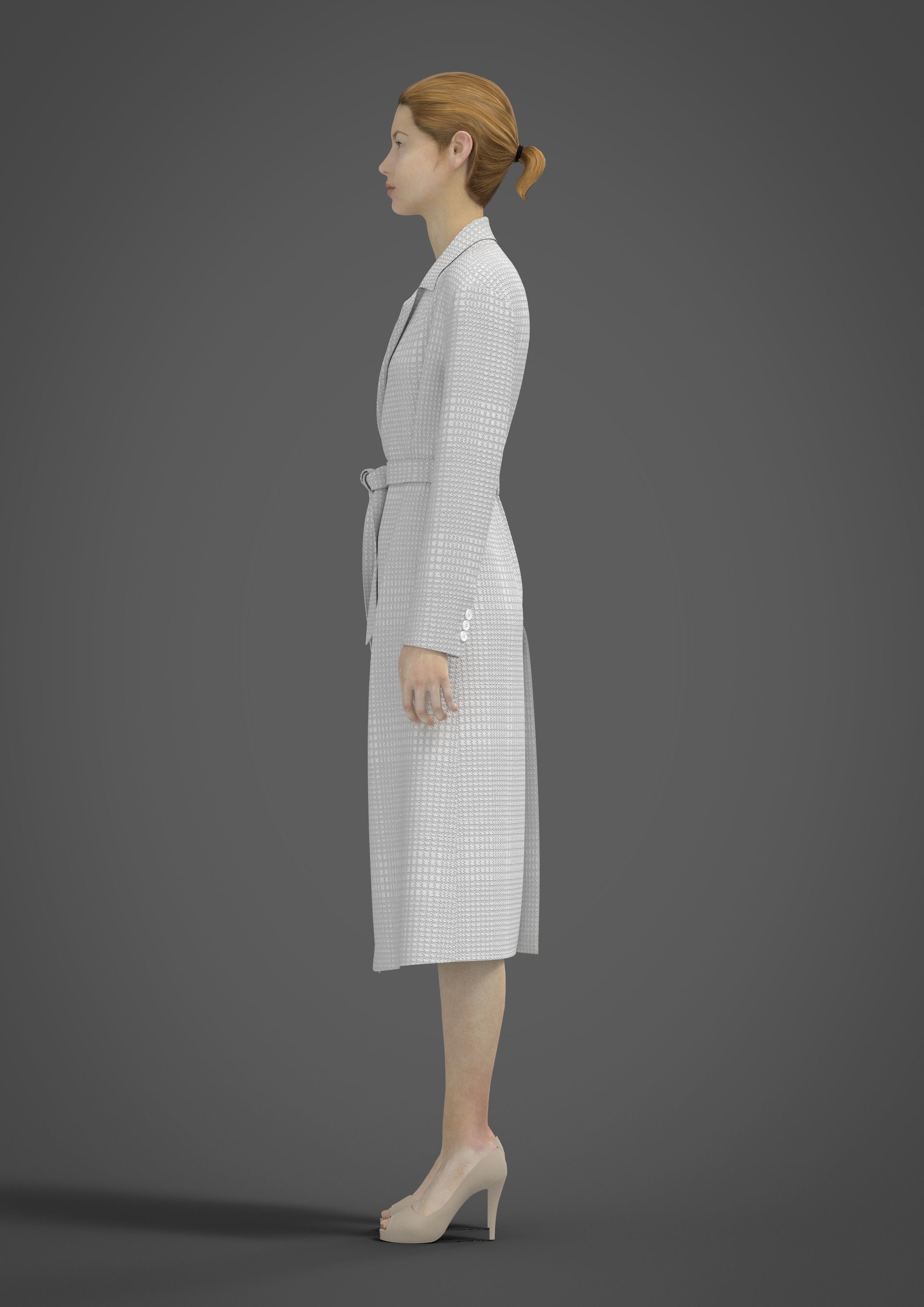 Belted coat women Clo3D Marvelous 3D model | CGTrader